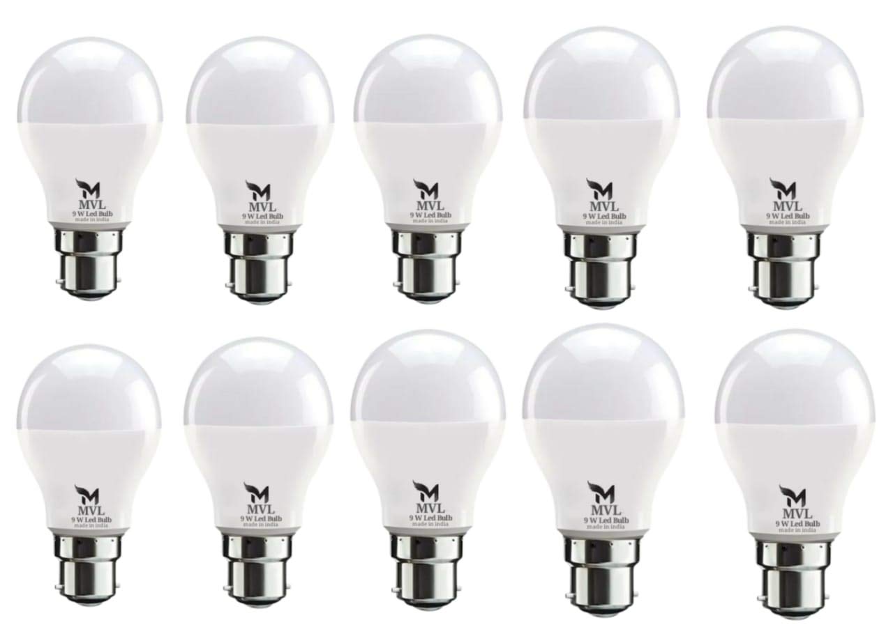 Buy MVL LIGHT 9 Watt LED Bulb Combo Pack (White) -10 Pieces Online at ...