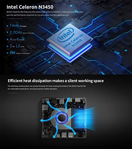 BMAX B2 Mini Pc Windows 10 Celeron N3450 (Fino a 2,2 GHz) 8GB RAM 128GB Actualizable SSD de ...