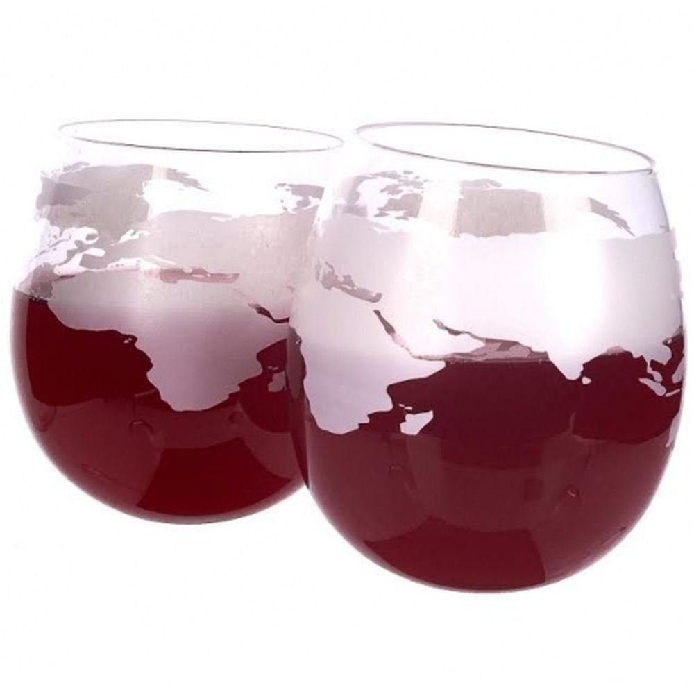 2x GLOBE Whisky Rockers Glasses Set Stemless Brandy Drinking Bar Gift ...