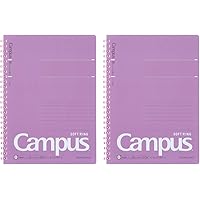 Amazon.com : Kokuyo Campus Soft Ring Notebook, A5, B 6mm Dot Ruled, 29 Lines, 50 Sheets, Purple ...