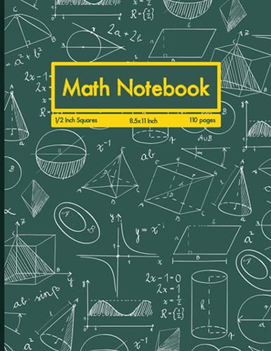 Math Notebook: 1/2 Inch Squares Lined Graph Paper Composition Notebook ...
