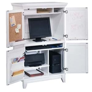 Amazon.com: Hampton Computer Armoire with Louvered Doors - Distressed ...