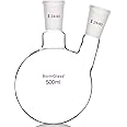 BorinGlass Two Necks Round Bottom Flask RBF, Glass 2-Neck Boiling Flask ...