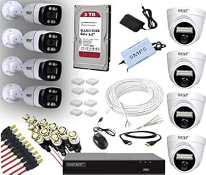 KVT Full HD 8 Channel DVR with 3 MP 4 Dome & 4 Bullet Cameras + 3 Tb ...