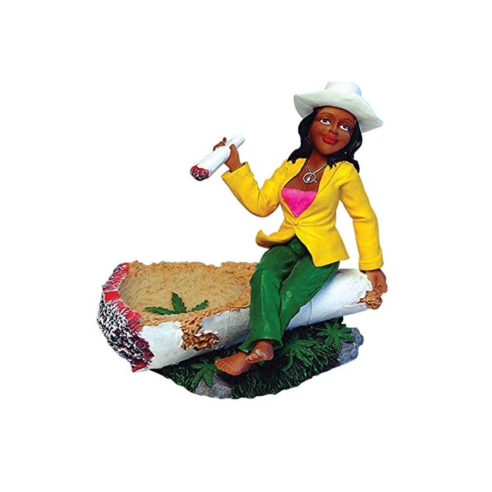 Buy Rockin Gear Ashtray Rasta Figurine Jamaican Lady Smoking Marijuana ...