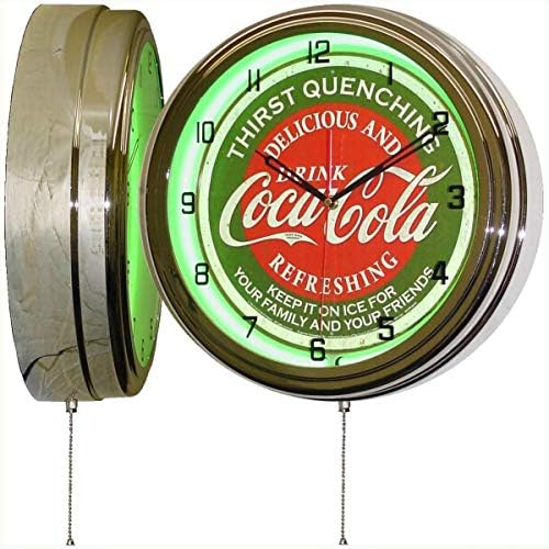 Coca Cola 15" Neon Wall Clock Lighted Distressed Sign Soda Pop Shop ...