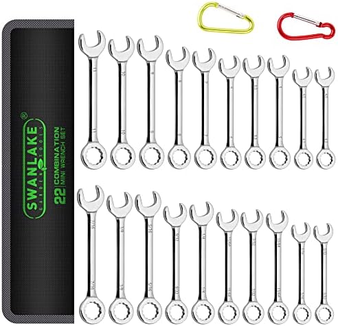 SWANLAKE 22PCS Mini Wrench Set, 20-Piece, 4-11mm & 5/32'' to 7/16 ...