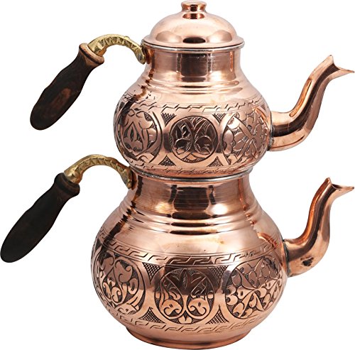 Buy Handcrafted Copper Turkish Tea Pot Set, Tea Maker, Samovar, Ottoman ...