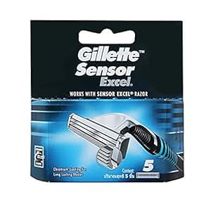 Amazon.com : Gillette Sensor Excel Men's Razor Blade Refills, 5 Count ...