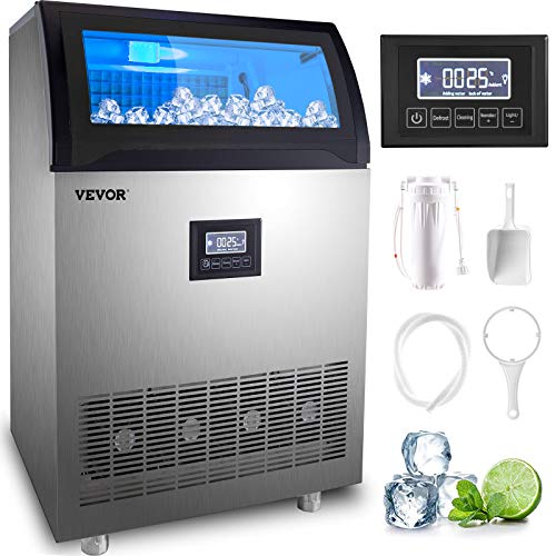 VEVOR Commercial Ice Maker Machine 265LBS/24H, 750W Stainless Steel Ice ...