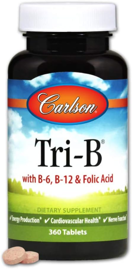 Carlson Tri-B Vitamin Complex with B6, B12 and Folic Acid, 360 Tablets ...