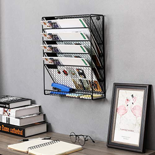 Superbpag Hanging File Organizer Metal 6 Tier Chicken Wire Wall Mount ...