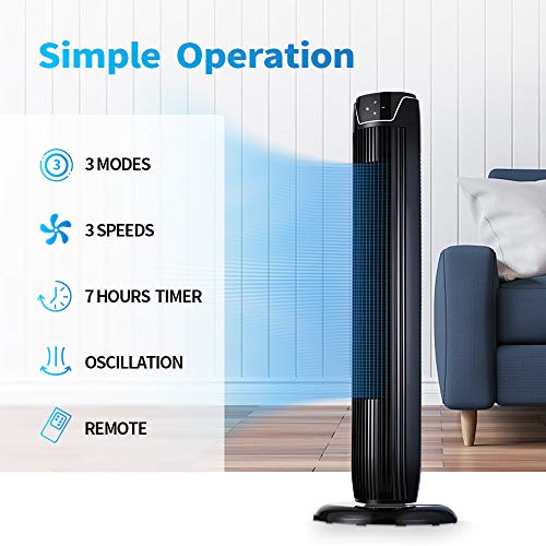 Tower Fan, Oscillating Quiet Cooling Fan Tower with LED Display, Timer ...