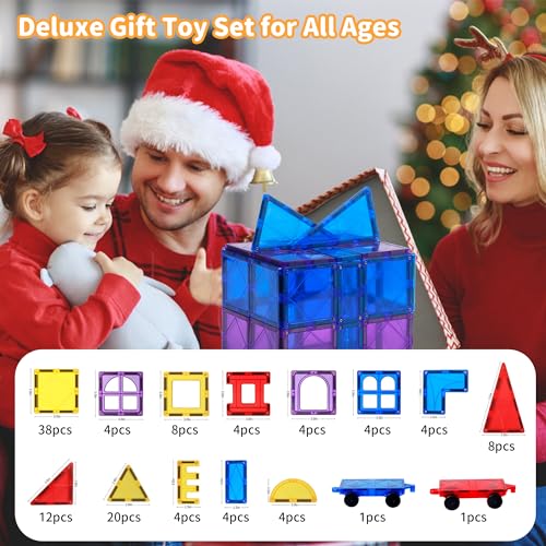 MAGBLOCK 120 PCS Magnetic Blocks, Magnetic Tiles Building Blocks for Kids Toys Magnet Toys Set ...