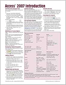 Microsoft Access 2007 Introduction Quick Reference Guide (Cheat Sheet ...