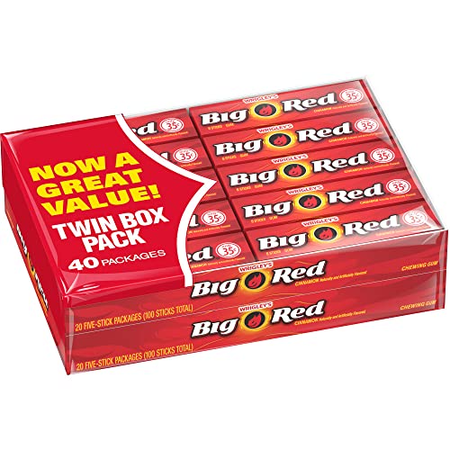WRIGLEY'S BIG RED Cinnamon Chewing Gum, 5-Stick Pack (40 packs) 5 Count ...