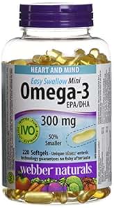 Webber Naturals Easy-Swallow Mini Omega-3, 300 Mg (Epa 180/Dha 120) 220 ...