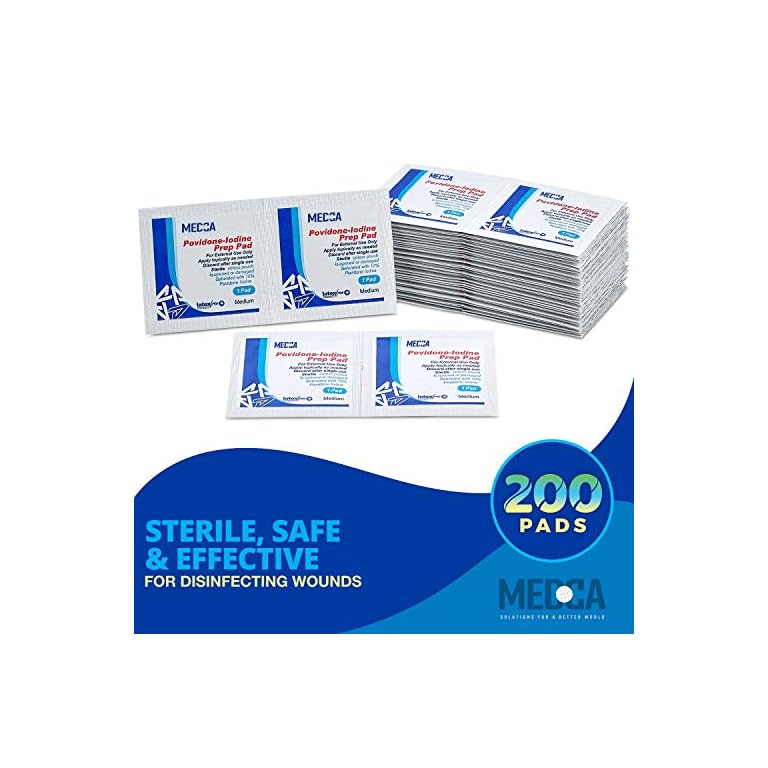 Iodine Prep Pads - (Box of 200 Count) Iodine Prep Solution Pads, 10% ...