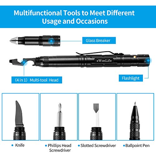 eWonLife Tactical Pen with Multi-tool, LED Tactical Flashlight ...