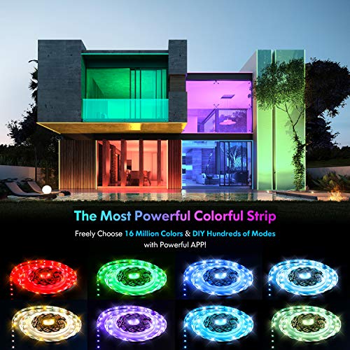 65.6ft LED Strip Lights Bluetooth, Ultra-Long Smart RGB LED Light Strip ...
