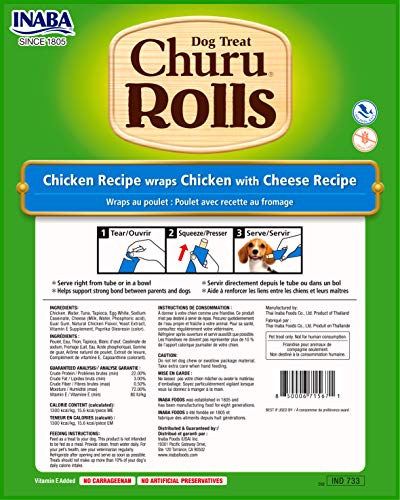 INABA Churu Rolls for Dogs, Grain-Free, Soft/Chewy Baked Chicken Wrapped Churu Filled Dog Treats ...