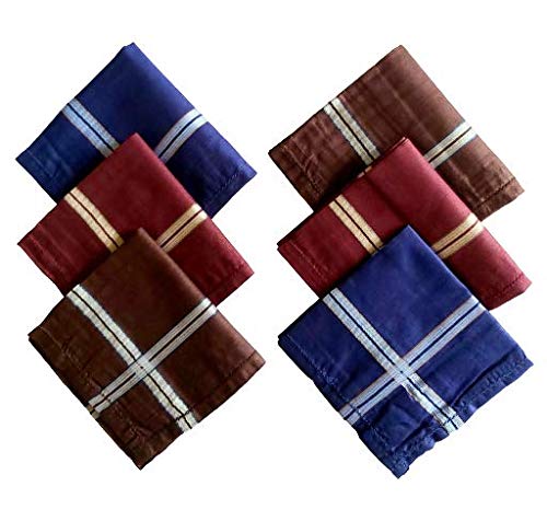 Buy Men's Handkerchief dark color Pure cotton with thick border stripes (pack of 6/12) (12) at ...