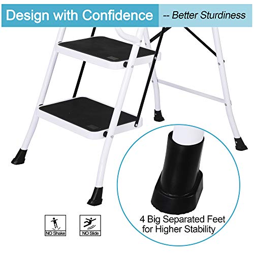 Lucky Tree Stable Step Ladder 4 Step with Hand Grips Safety Ladders ...
