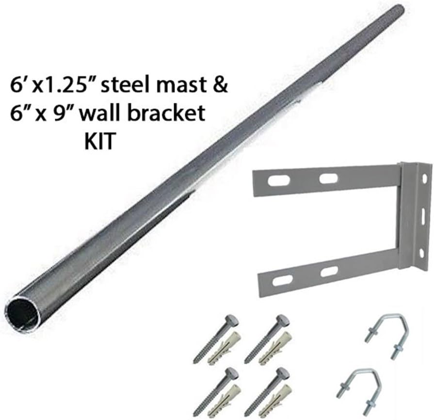 6ft mast STEEL 1.25" TV aerial mounting pole & wall: Amazon.co.uk ...