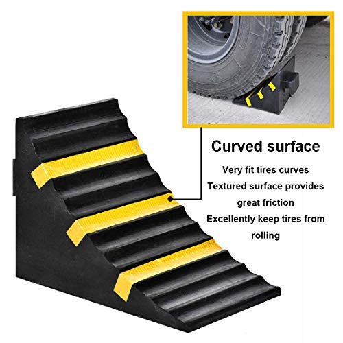 RELIANCER 2 Pack Wheel Chocks Heavy Duty Extra Large Industrial Rubber ...
