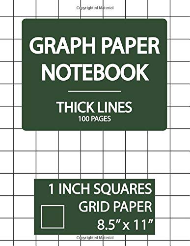 Amazon.com: Graph Paper Notebook 1 Inch Squares 100 Pages, Thick Lines ...