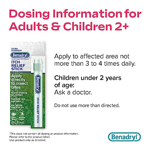 Benadryl Extra Strength Itch Relief Stick, Topical Analgesic for Pain & Itch, 0.47 fl. oz (Pack ...