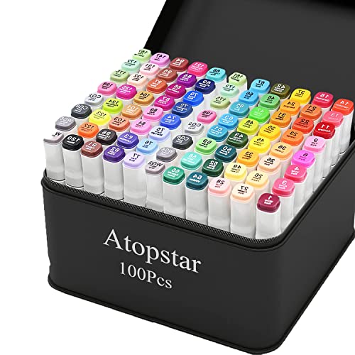 ATOPSTAR 100 Colors Alcohol Markers Artist Drawing Art Markers for Kids ...