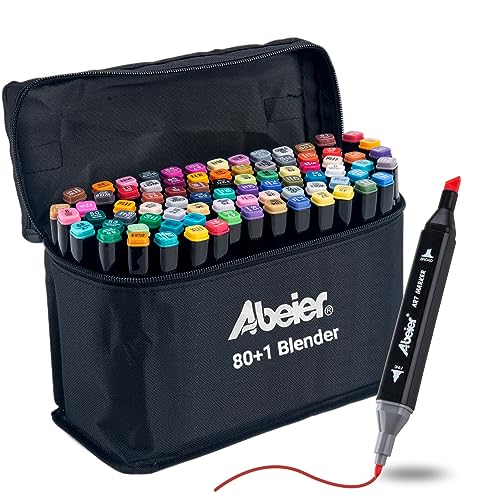ABEIER 80 Colors Alcohol Based Markers, Dual Tip Drawing Markers Set ...