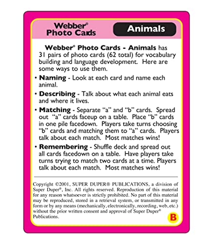Super Duper Publications | Webber® Animals Photo Card Deck ...