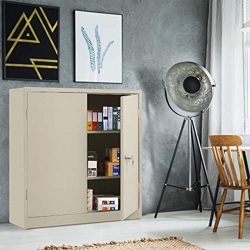 Steel Storage Cabinet Lockable Metal Storage Cabinets with Doors and 2 ...