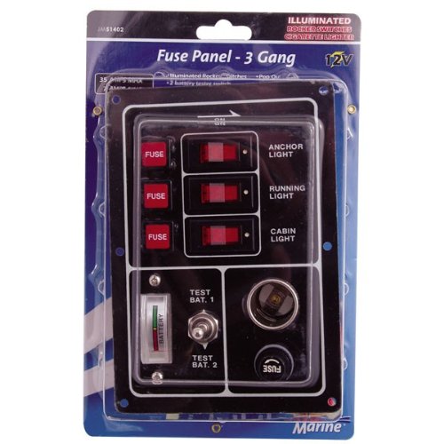 JARVIS WALKER MARINE SWITCH PANEL 6 GANG W/ROCKERS, FUSES & CHART LIGHT ...