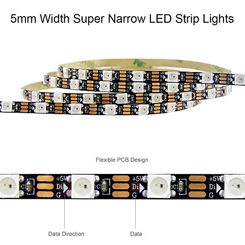 WS2812B LED Strip, ALITOVE 5mm Width Super Narrow RGB Addressable LED ...