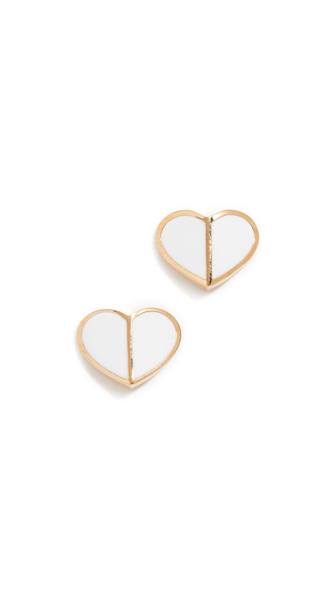 kate spade new york Heritage Spade Small Heart Studs, White, One Size ...