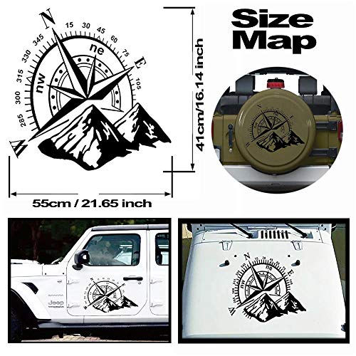 Fochutech Car Decals, Compass with Mountain Jeep Stickers, Waterproof ...