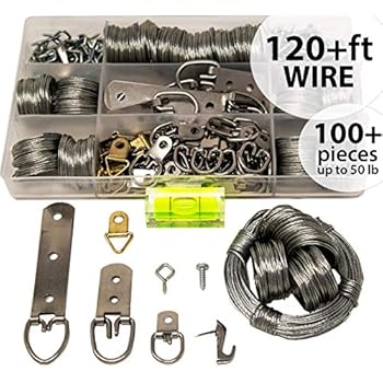 Picture Wire Hanging Kit 100+ Pieces - D-Ring, Screws, Hanging Hooks ...