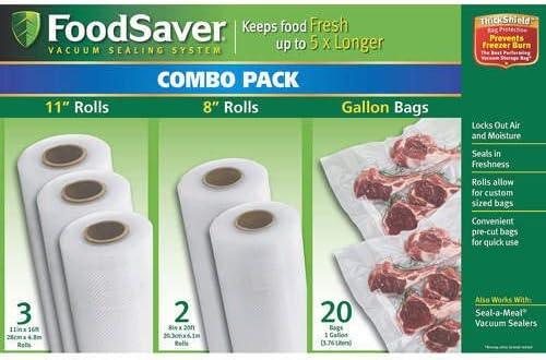 Amazon.com - FoodSaver Bags Combo Pack: (3) 11" Rolls, (2) 8" Rolls ...
