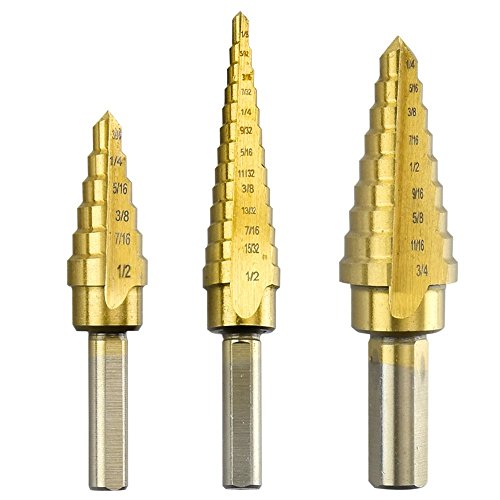 Zhushan Titanium Step Drill Bit Set, High Speed Steel | 3-Piece Set ...