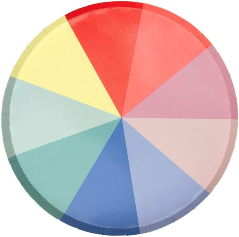 Amazon.com: Meri Meri Neon Color Wheel Paper Plates - Disposable Party ...
