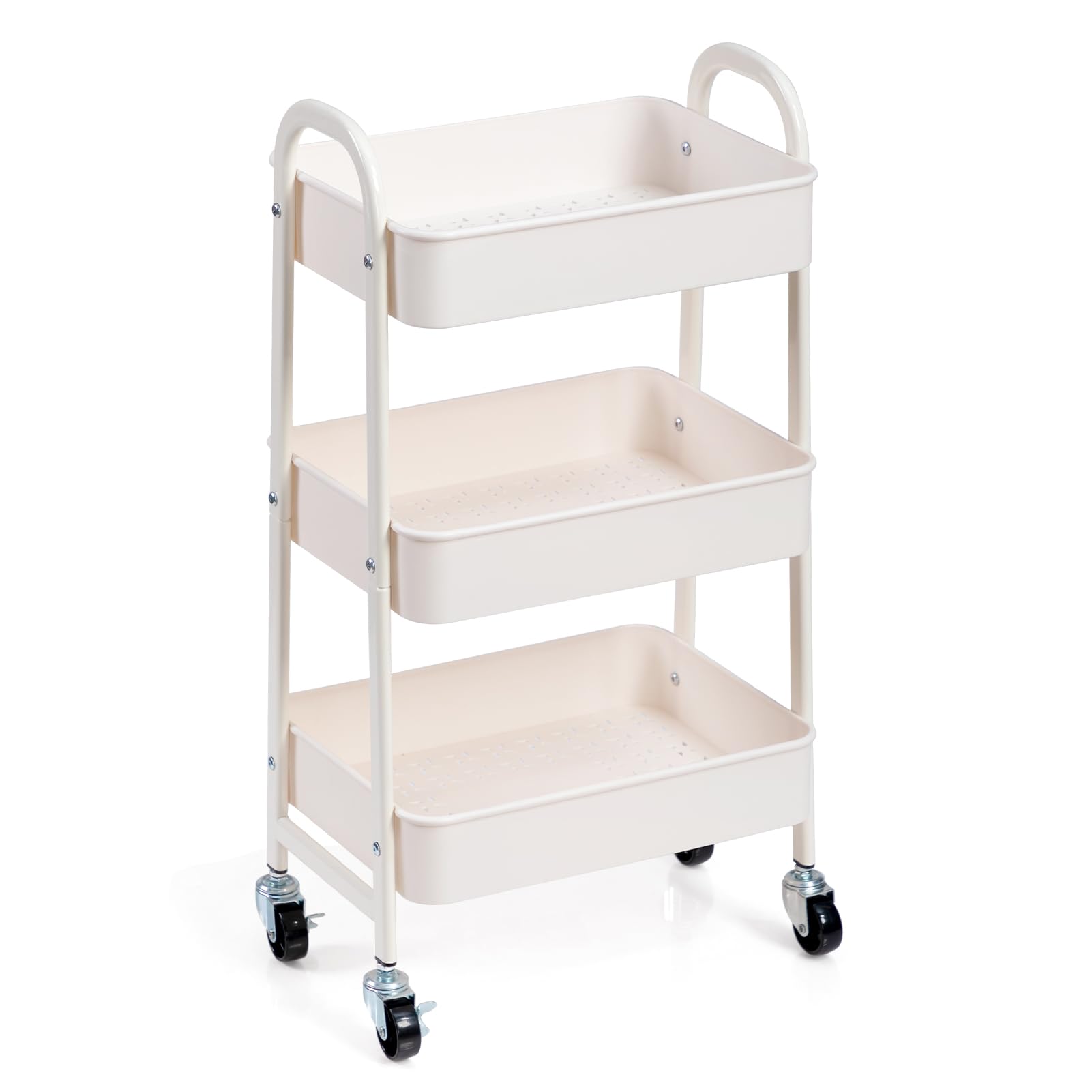 AGTEK 3-Tier Rolling Carts with Wheels, Rolling Utility Cart with Iron ...