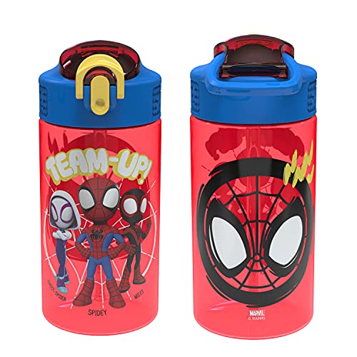Zak Designs Marvel Spider-Man Kids Water Bottle with Spout Cover and ...