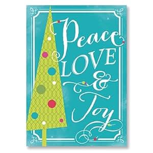 Amazon.com: Abbey Press "Peace, Love & Joy" Christmas Cards - Blessing ...