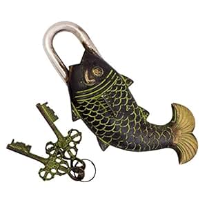Functional Brass Fish Pad Lock is 2.5" Width and 7" Collectible Locks ...