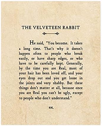 "You Become Real"-Velveteen Rabbit Book Page Print-8 x 10" Poetic Wall ...