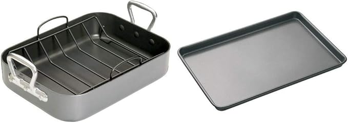 MasterClass Teflon Non Stick Roasting Tin with Rack, Carbon Steel, 36 x ...