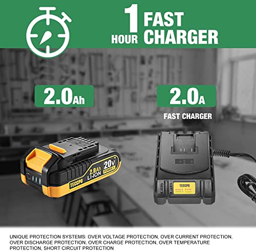 TECCPO Taladro eléctrico, taladro inalámbrico con batería y cargador ...